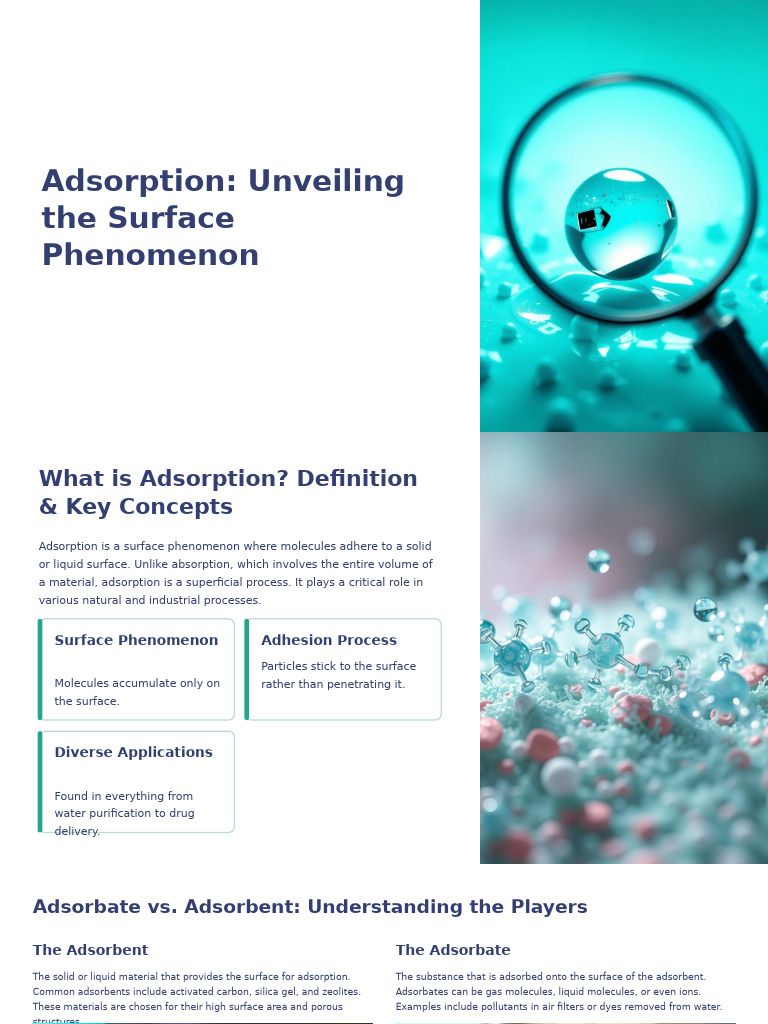 Adsorption Unveiling The Surface Phenomenon | PDF | Adsorption | Chemistry