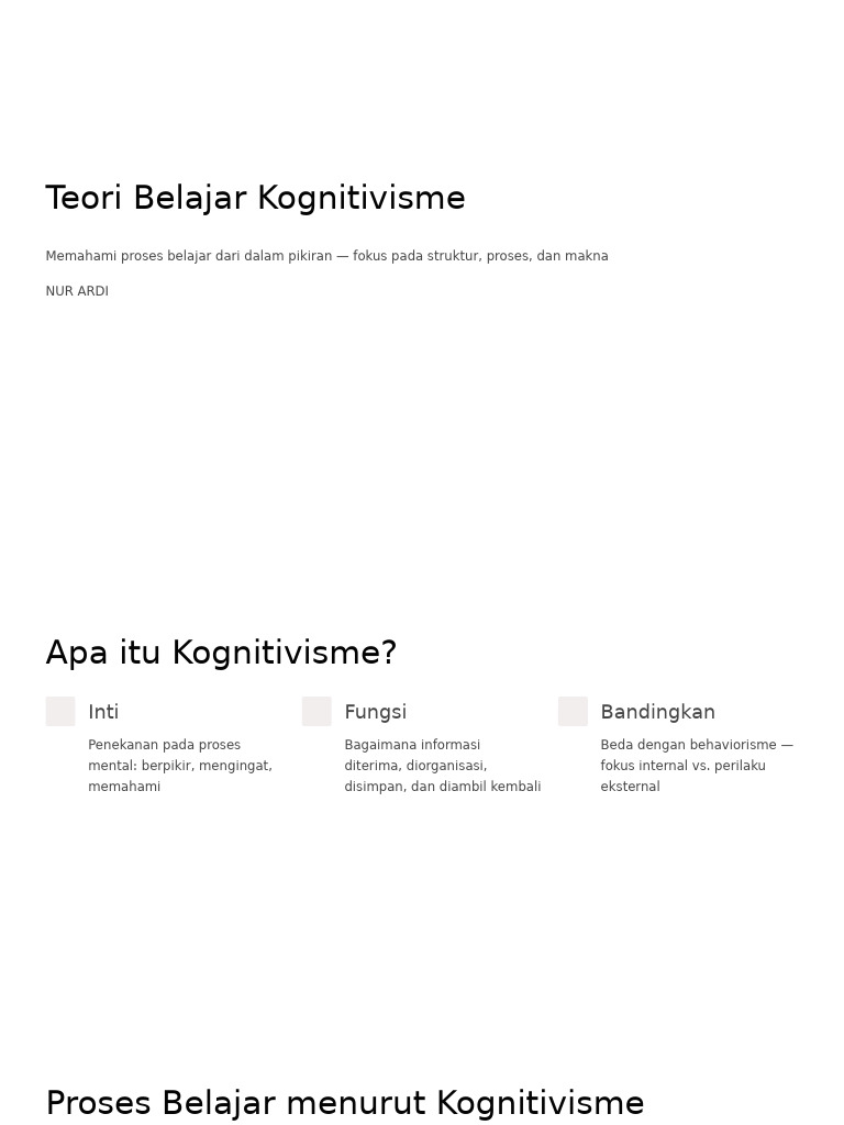 Teori Belajar Kognitivisme | PDF