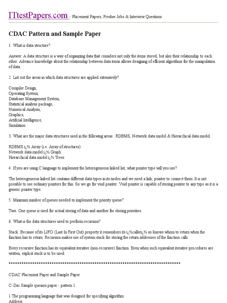 1-CDAC Pattern and Sample Paper | PDF | Pointer (Computer Programming) | Computer Program