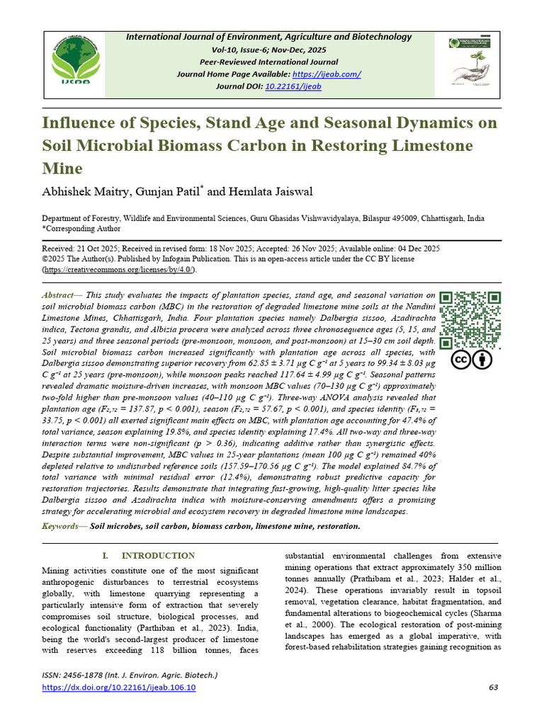 Soil Microbial Biomass in Limestone Restoration | PDF | Ecosystem ...