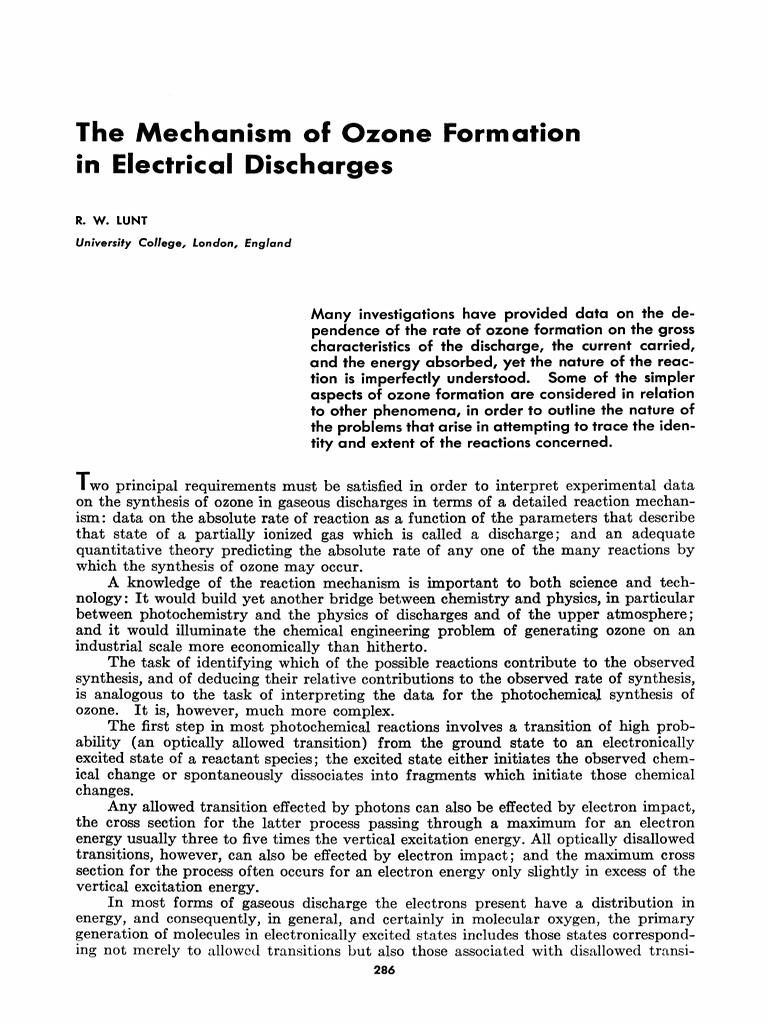 LUNT (1959) - The Mechanism of Ozone Formation in Electrical Discharges ...
