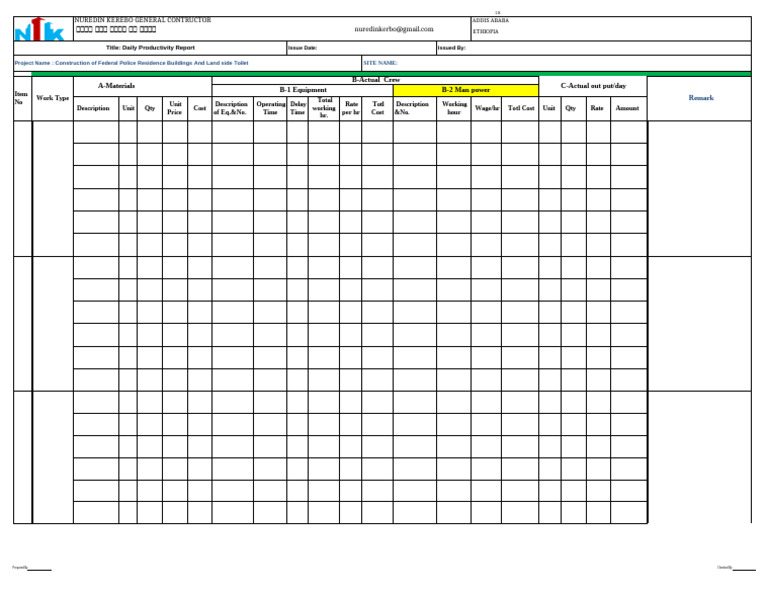 Daily Report Form1 | PDF