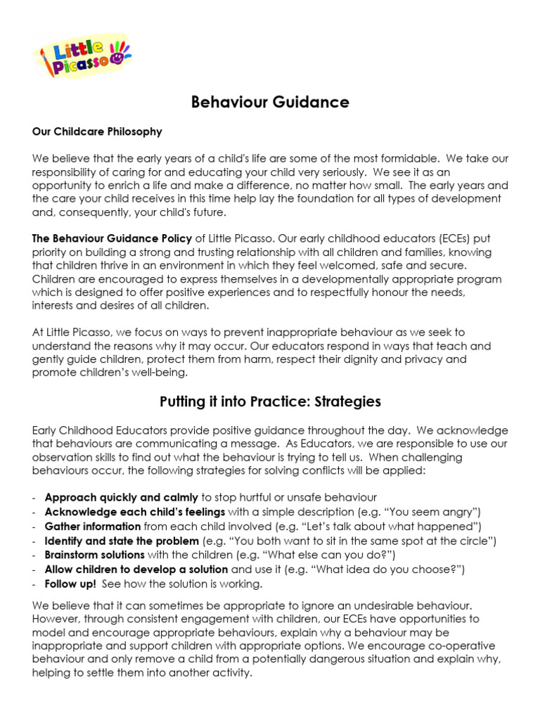 Childcare Behaviour Guidance Policy | PDF | Behavior | Early Childhood ...