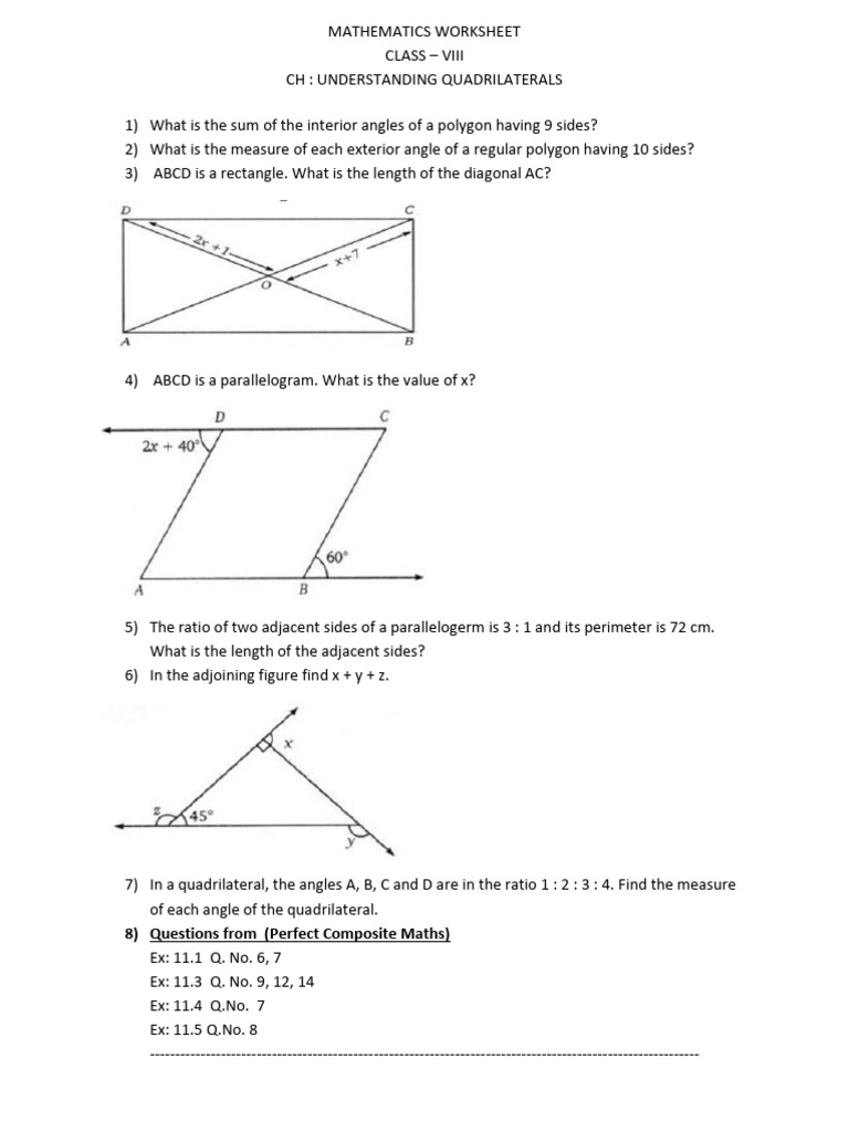 Understanding Quadrilaterals Worksheet | PDF