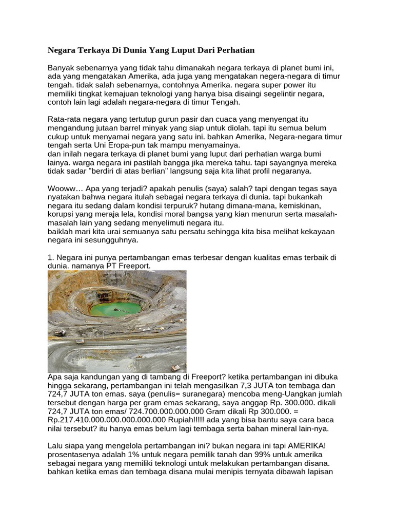 Negara Terkaya Di Dunia Yang Luput Dari Perhatian | PDF