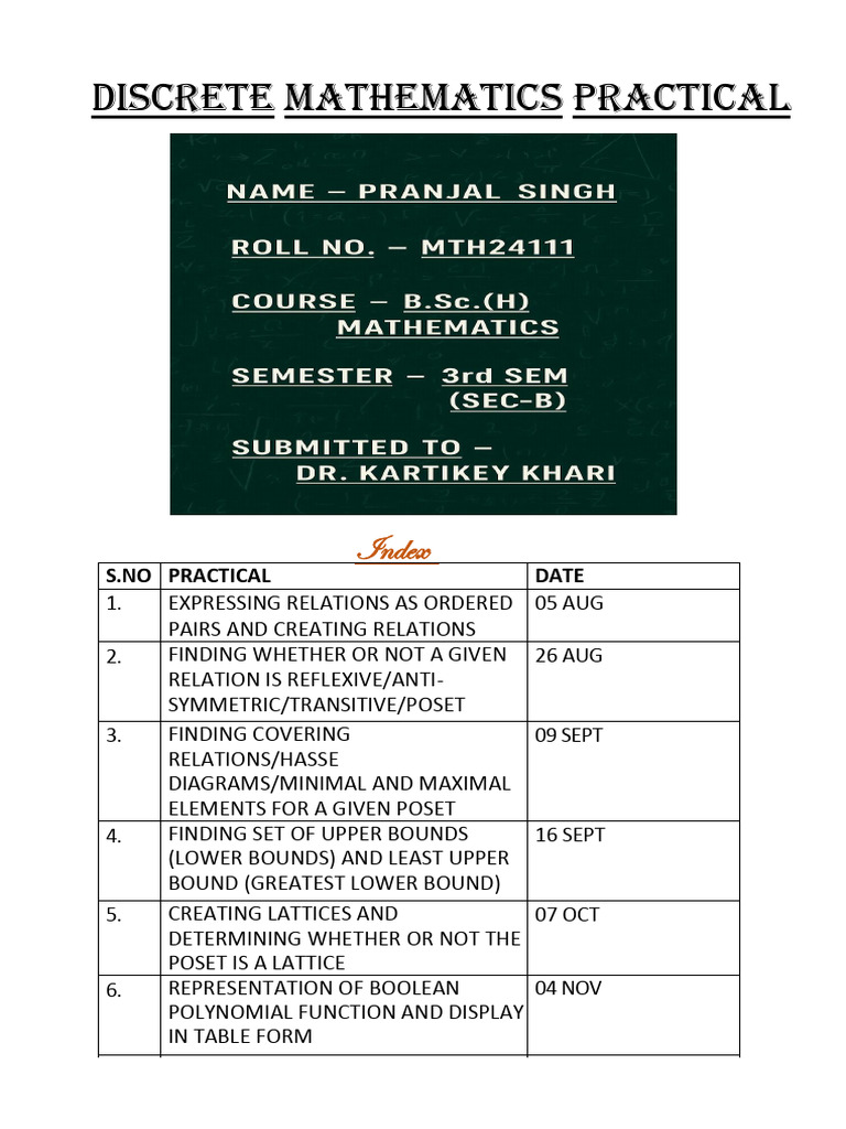 Discrete Mathematics Practical Guide | PDF
