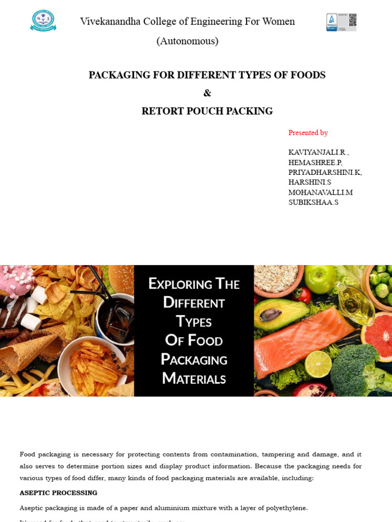 Food Packaging Types and Retort Pouches | PDF