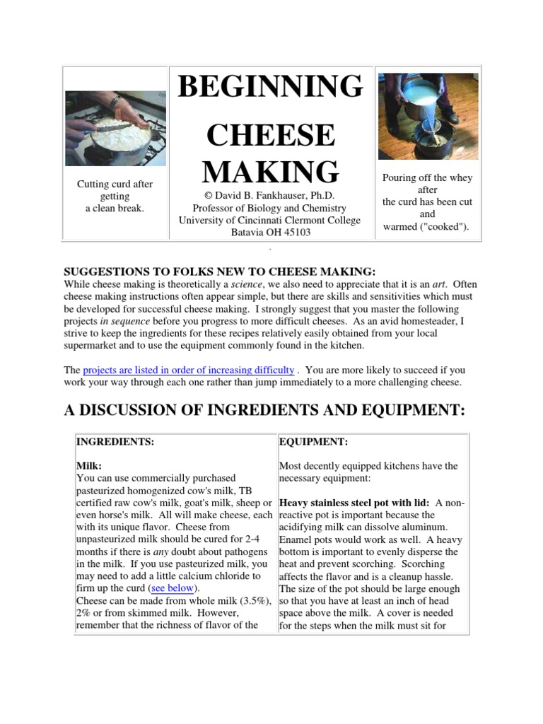 Cheese Making 101 | PDF | Cheesemaking | Cheese