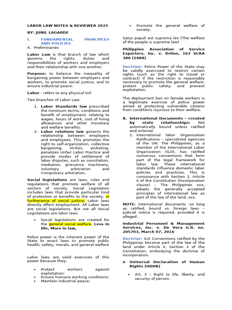 I. Fundamental Principles and Policies | PDF | Cost Of Living | Labour Law