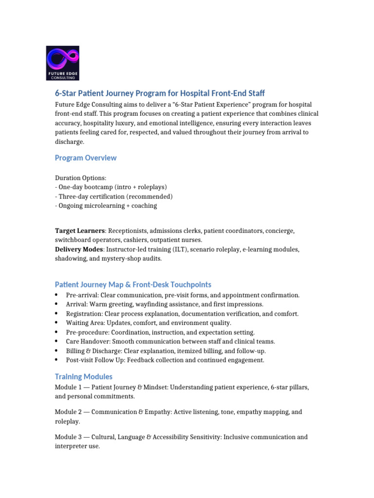 6 Star Patient Journey Program Future Edge | PDF | Patient | Customer ...