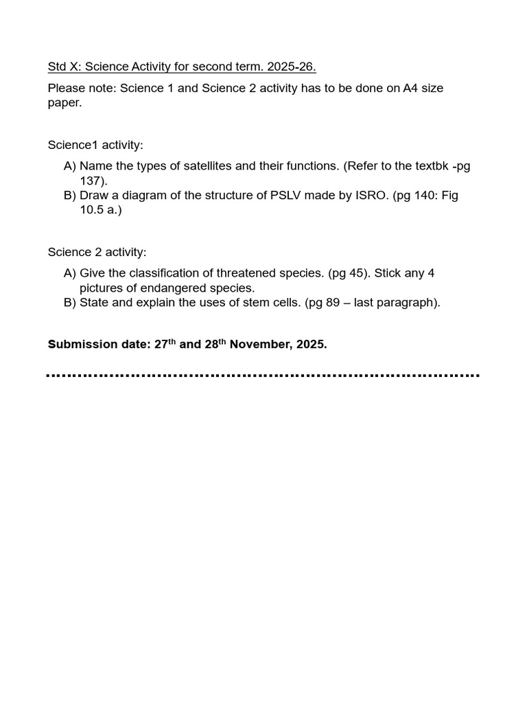 Std X Science Activities Term 2 2025-26 | PDF