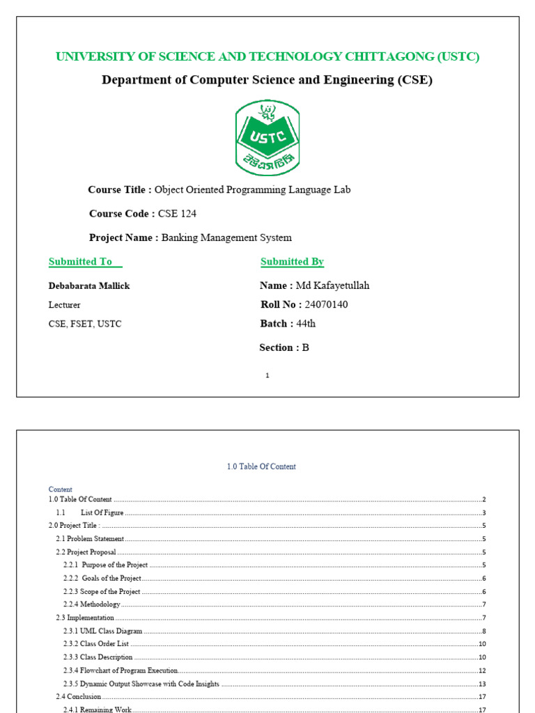 Banking Management System Documentation | PDF | Class (Computer ...