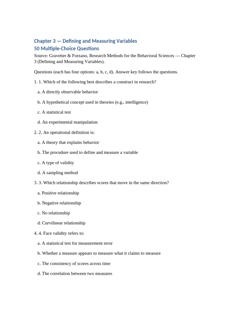 Measuring Variables in Research Methods | PDF | Validity (Statistics ...