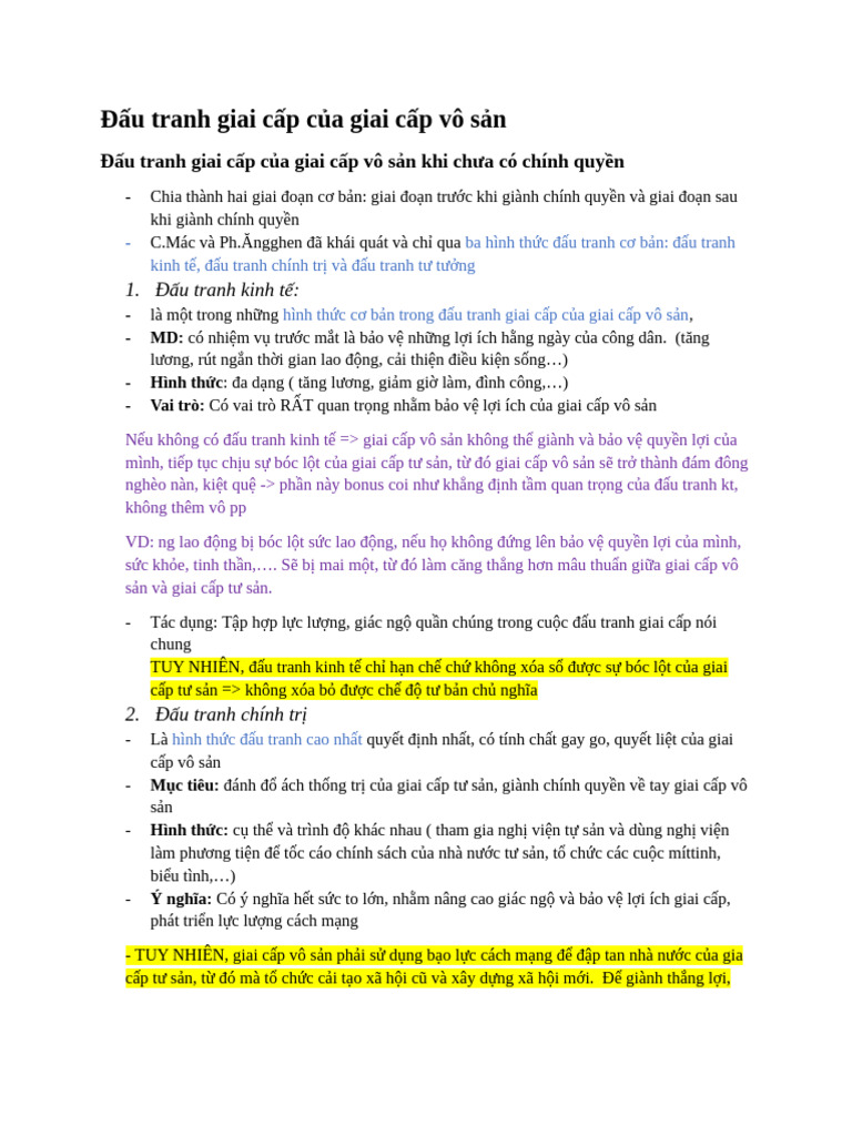 ĐẤU TRANH GIAI CẤP CỦA GIAI CẤP VÔ SẢN | PDF