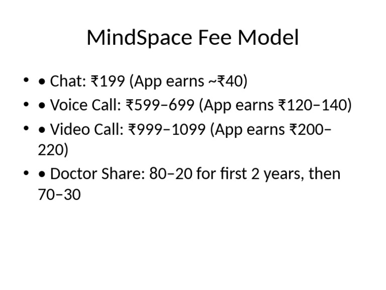 MindSpace Fee Structure Overview | PDF