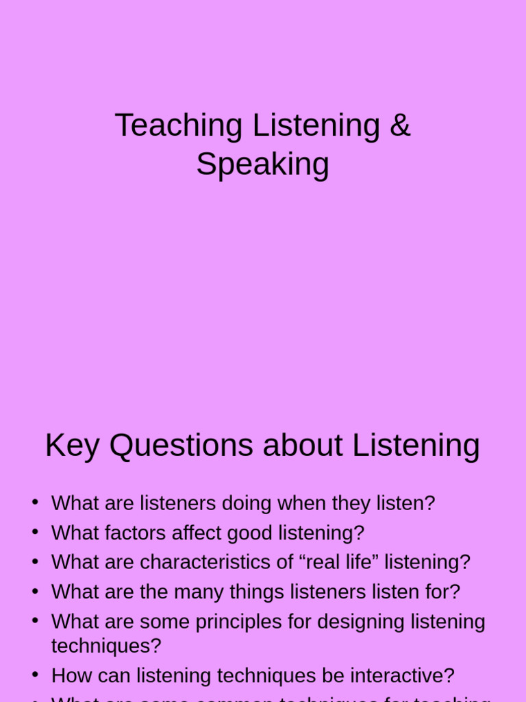 Teaching Listening and Speaking Skills | PDF | Fluency | Communication