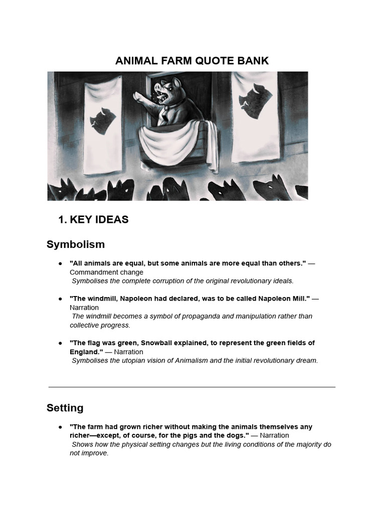 Key Quotes and Themes in Animal Farm | PDF