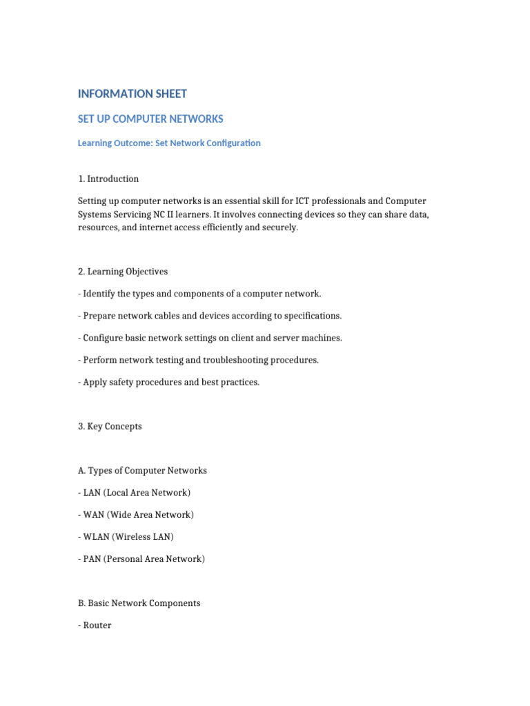 Computer Network Setup Guide | PDF
