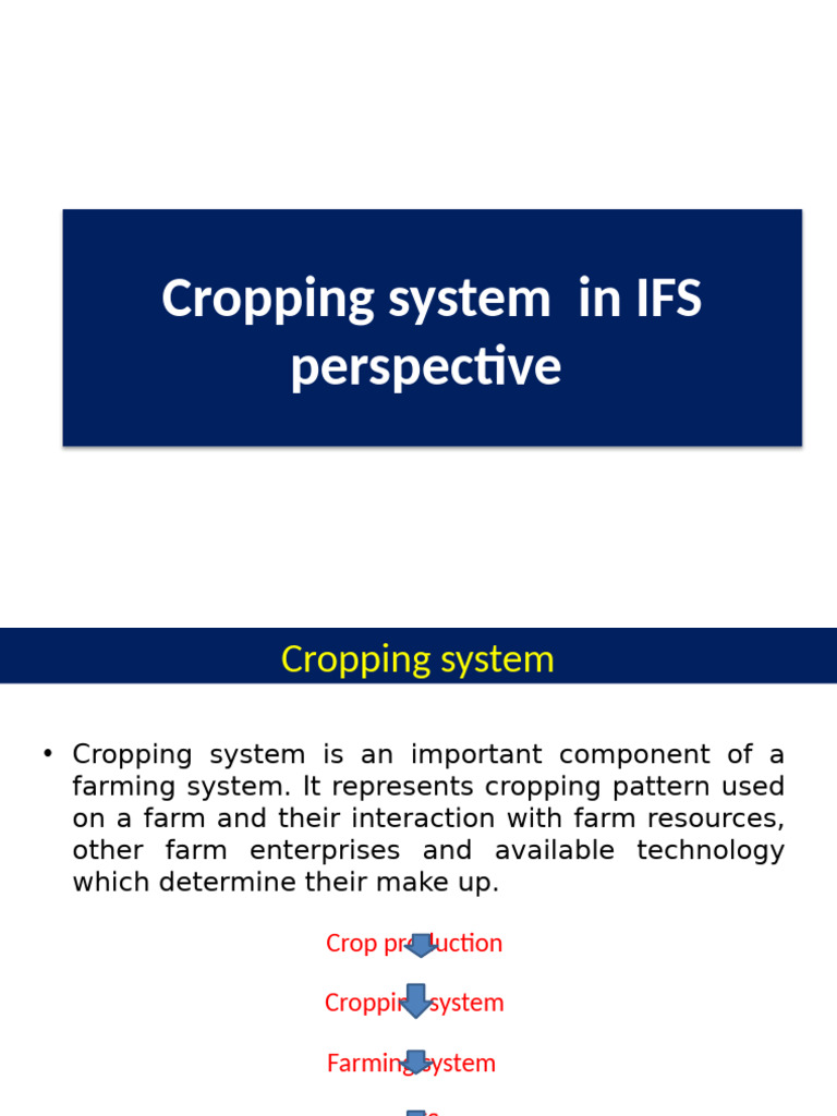 Cropping Systems in Integrated Farming | PDF | Agriculture | Crop Rotation