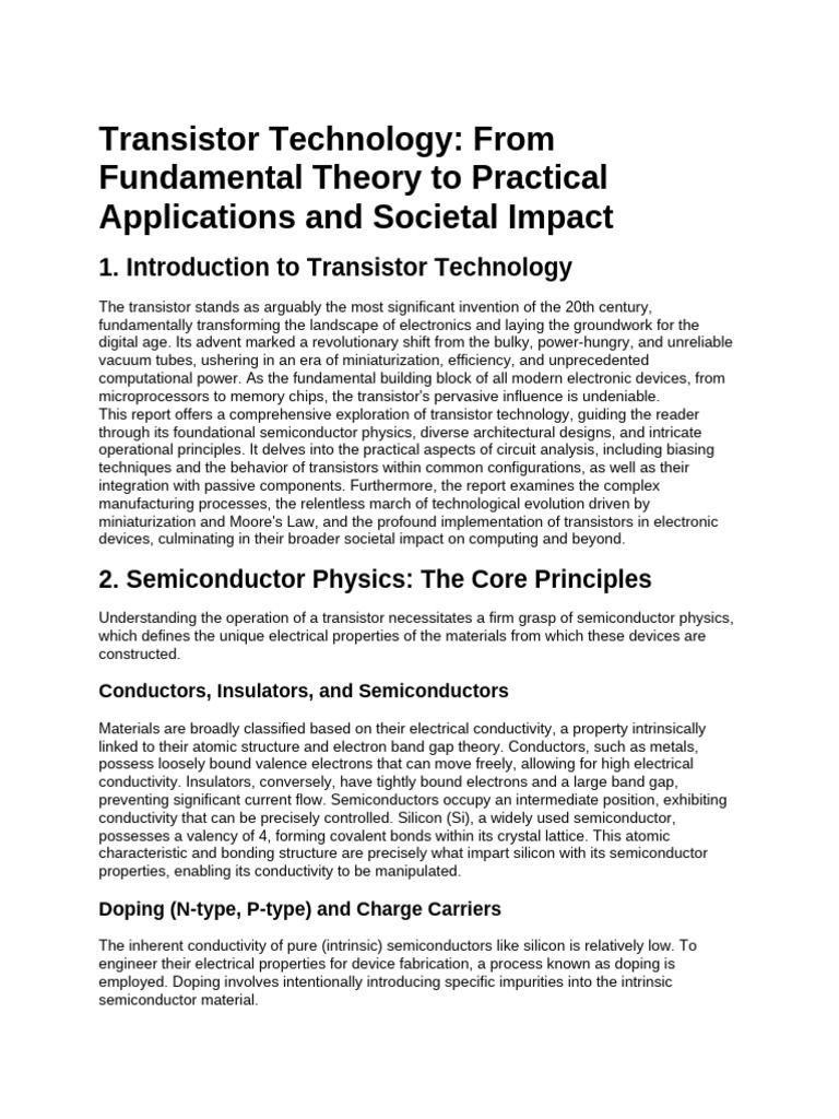 Transistor Technology - Theory and Application | PDF | Field Effect ...
