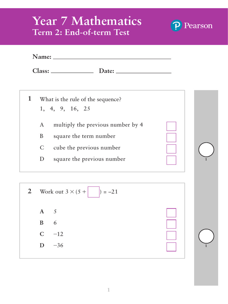 Year 7 Mathematics Term 2 Test | PDF | Force | Triangle