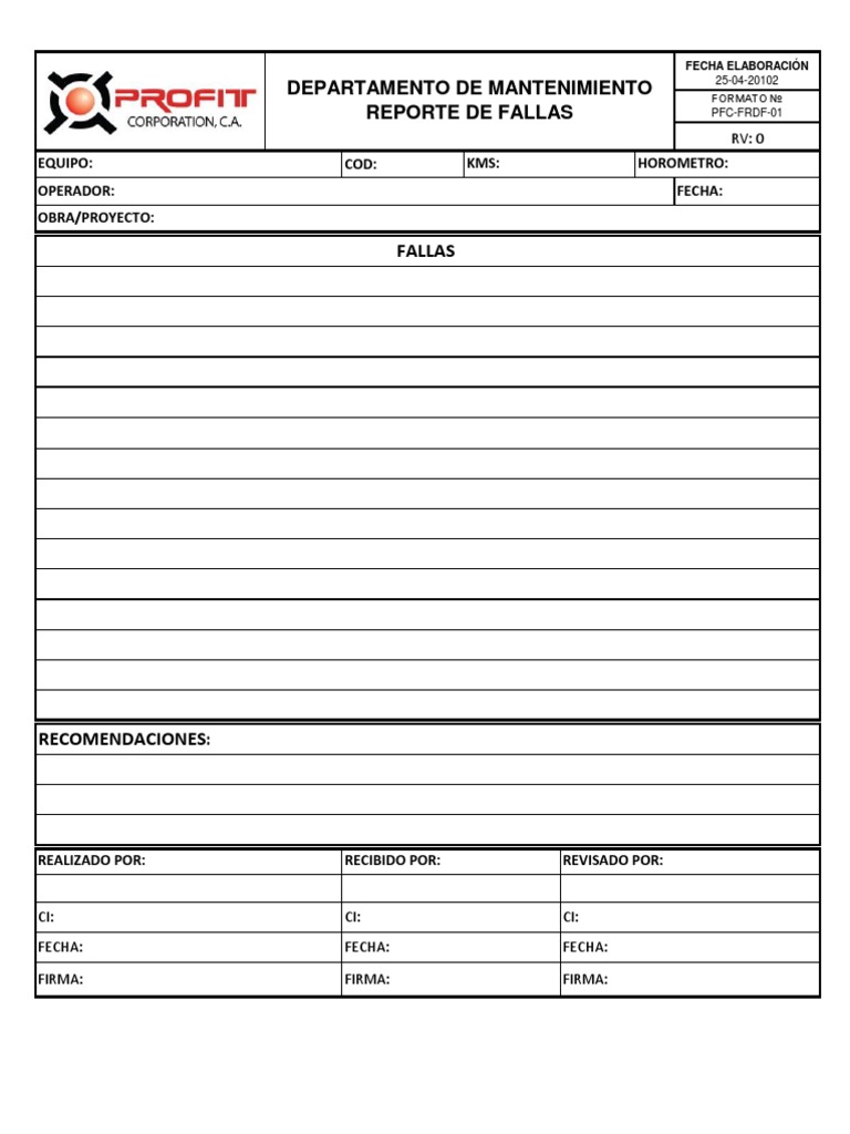 Reporte de fallas y orden de trabajo de mantenimiento | PDF
