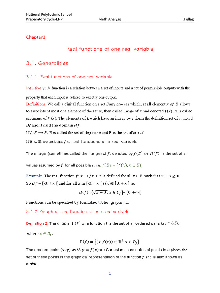 Real Functions of One Real Variable | PDF | Function (Mathematics ...
