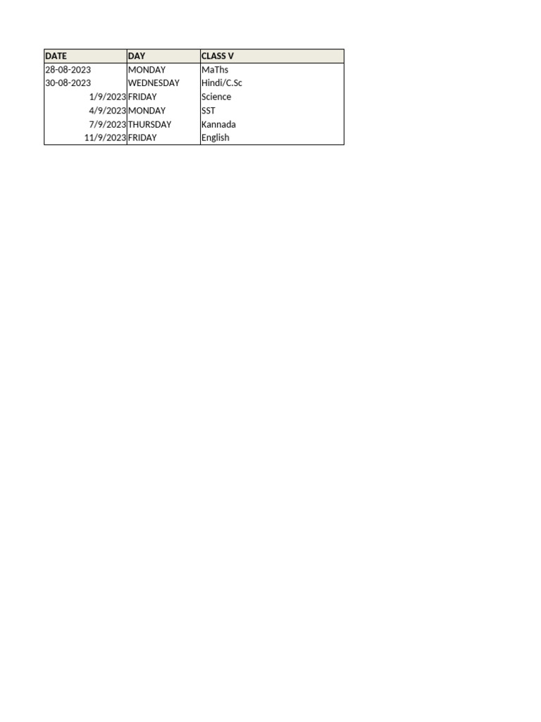 Time Table -Midterm | PDF