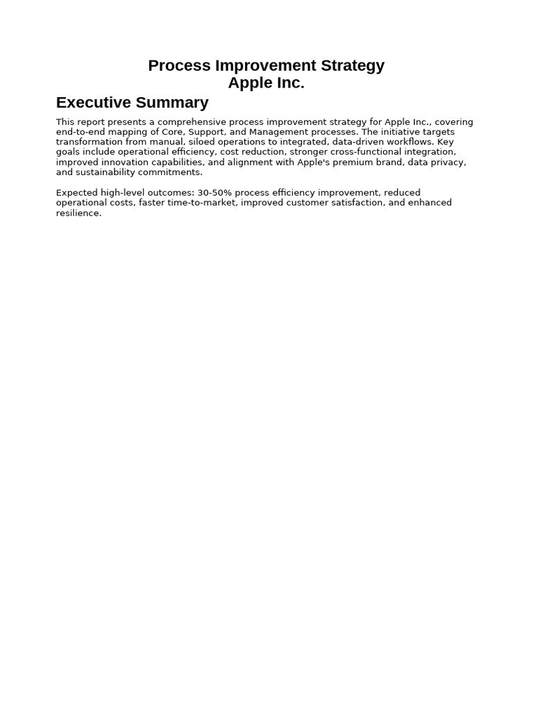 Apple Process Improvement Strategy | PDF | Apple Inc. | Logistics