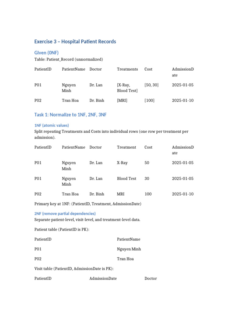 Normalizing Hospital Patient Records | PDF | Information Technology ...