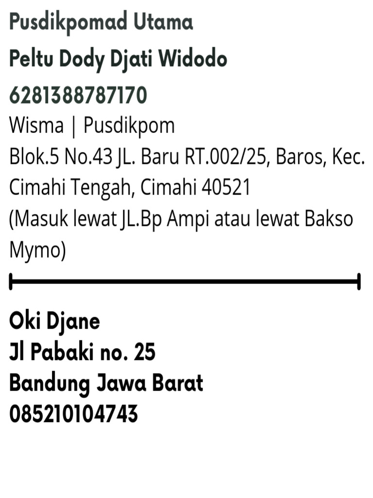 Wisma Pusdikpom Blok.5 No.43 JL. Baru RT.00225, Baros, Kec. Cimahi ...