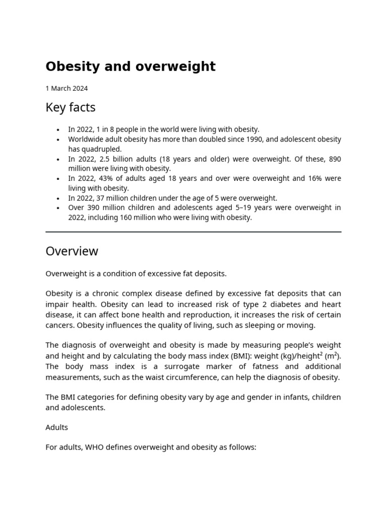 Text 1 - Obesity and Overweight | PDF | Obesity | Body Mass Index
