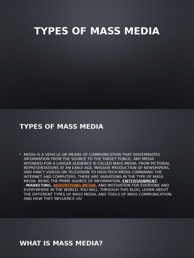 Understanding Types of Mass Media | PDF | Mass Media | Advertising