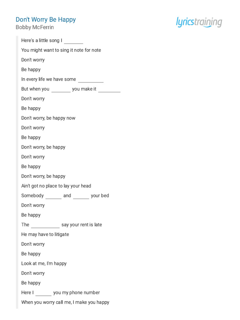 Don't Worry Be Happy Lyrics Analysis | PDF