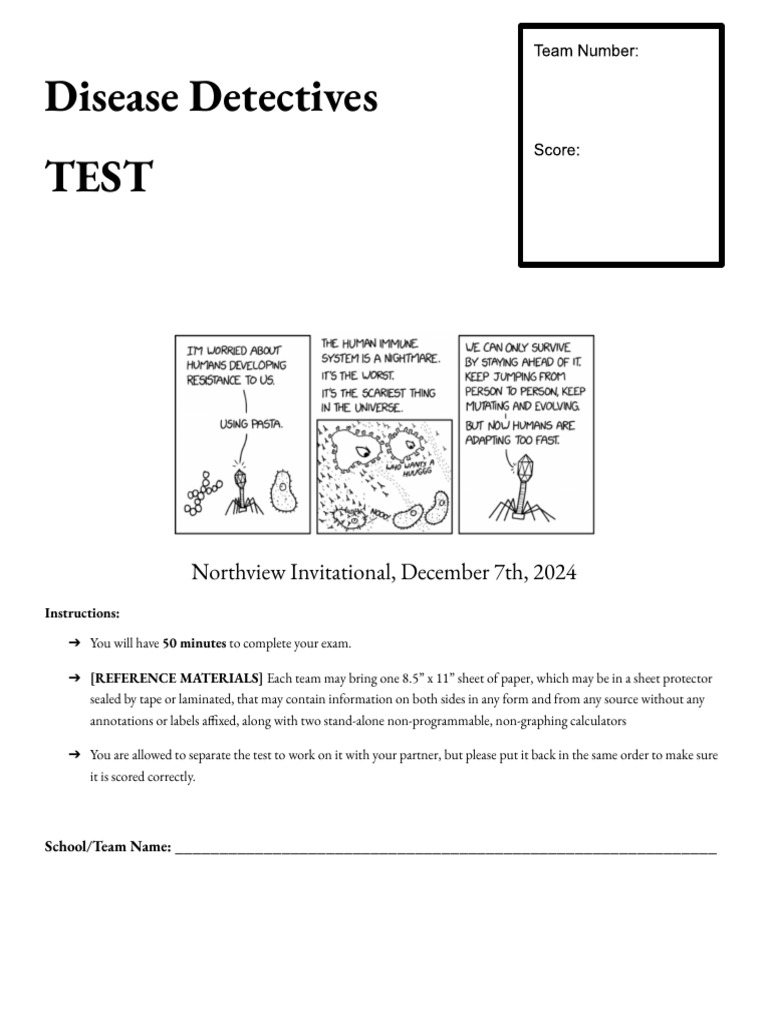 Disease Detectives Test Instructions | PDF | Infection | Epidemics