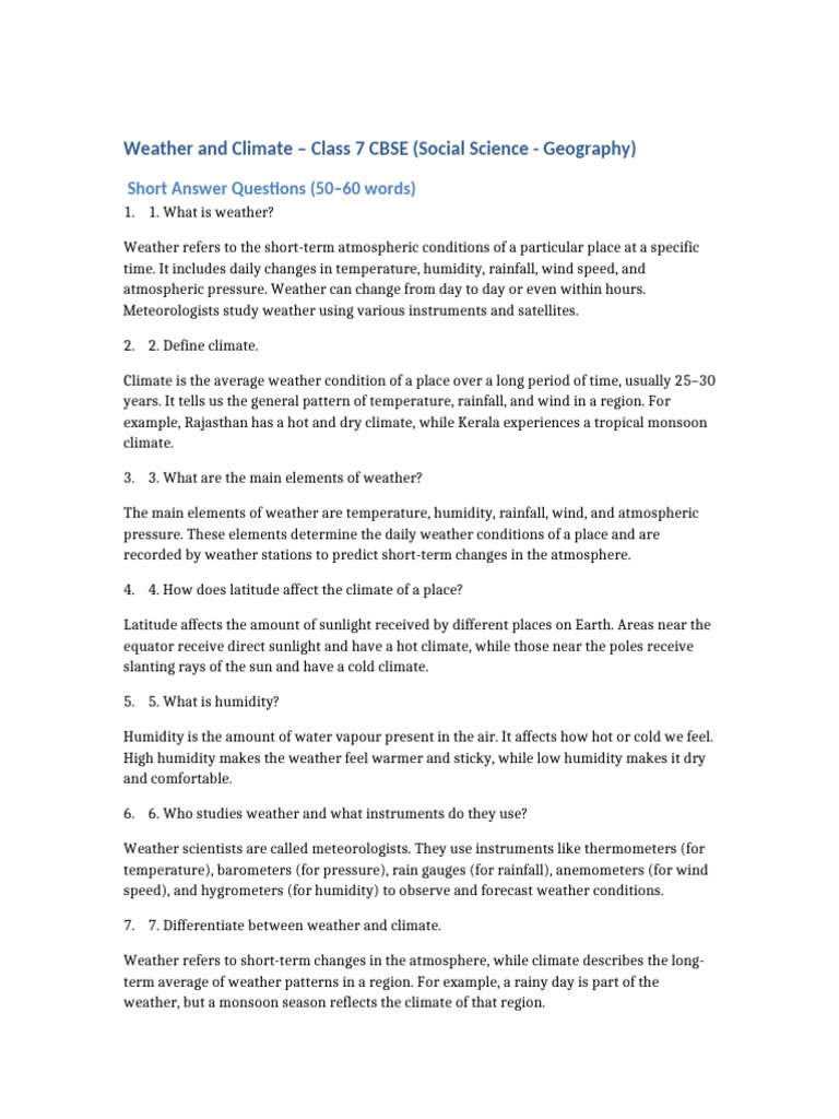 Weather vs. Climate: Key Concepts Explained | PDF | Weather | Climate