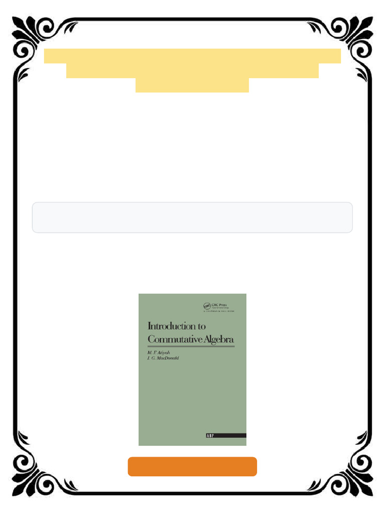 Introduction To Commutative Algebra First Edition Atiyah Ebook Indexed ...