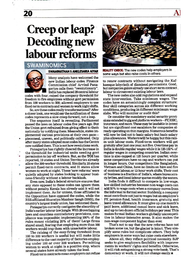 Creep or Leap - Decoding Labour Reforms | PDF