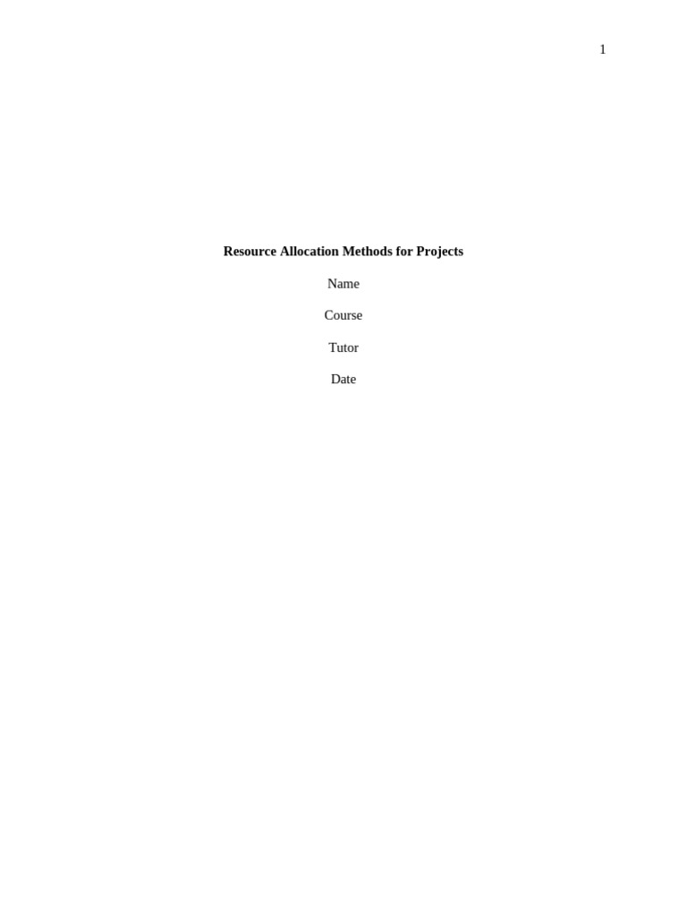 Resource Allocation Methods | PDF | Project Management | Economies