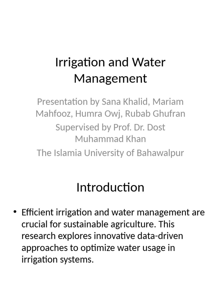 Irrigation Water Management Presentation | PDF