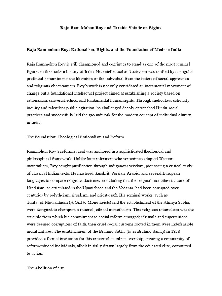 Raja Ram Mohan Roy: Rights and Reform | PDF