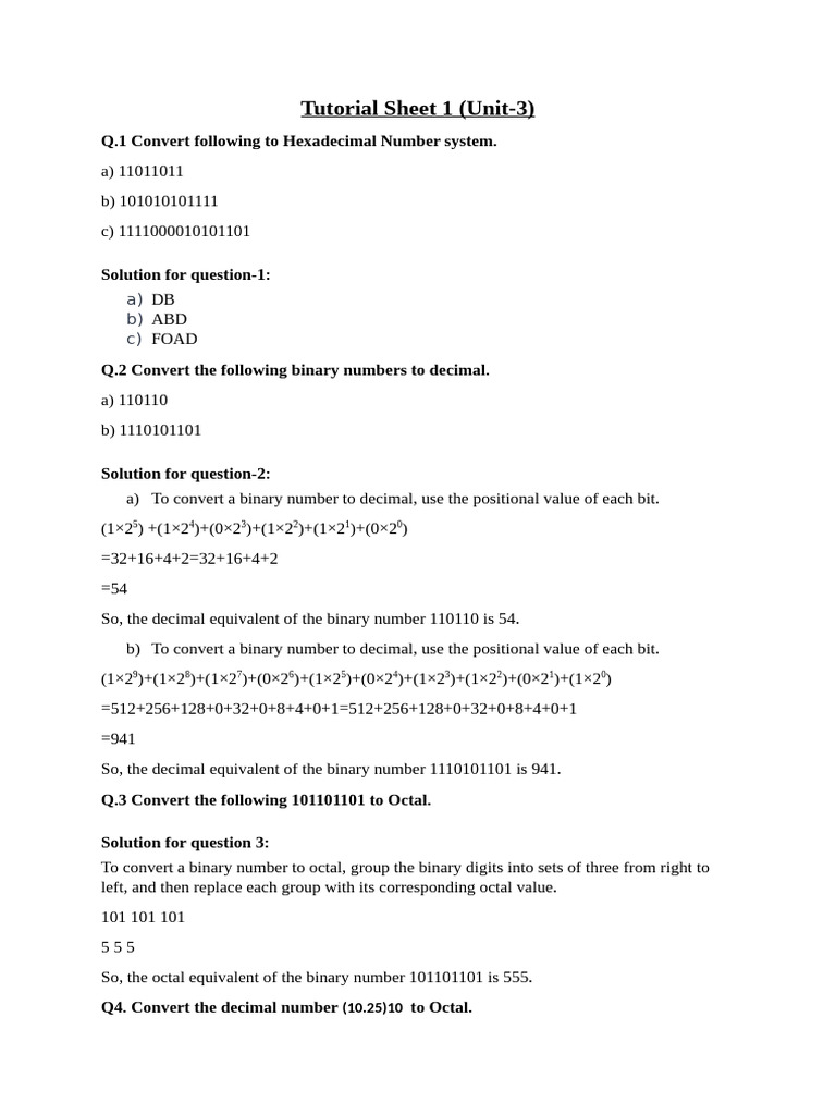 Binary, Decimal, Hex, Octal Conversions Guide | PDF