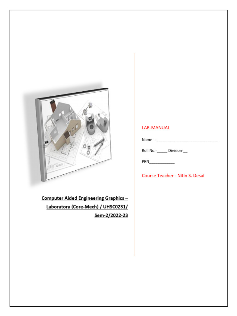 Lab Manual CAEG Mech For Divisions M N and P | PDF | Menu (Computing)