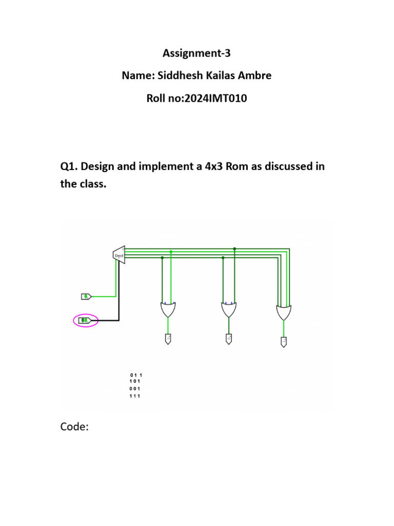 4x3 ROM and 4-bit Shift Register Design | PDF