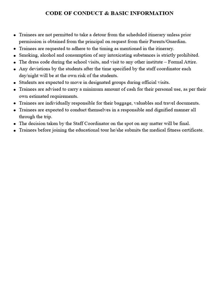CODE of CONDUCT & Basic Information.docx_20251212_084818_0000 | PDF