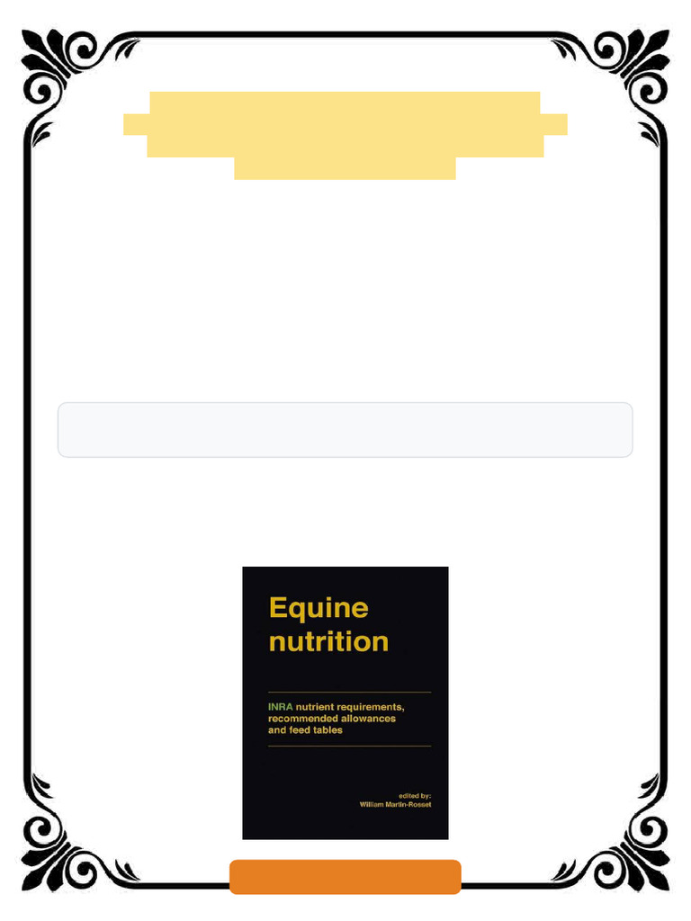 Equine Nutrition INRA Nutrient Requirements Recommended Allowances and ...