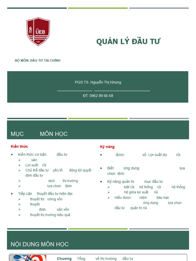 Quan Ly Dau Tu - 2025 - PDF - Chuong 1 - Tong Quan Ve Thi Truong Va Dau ...