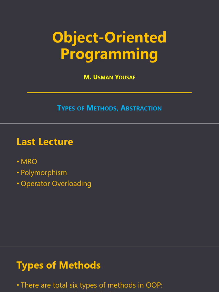 Week-10, Method types, Abstraction, ABC Abstraction | PDF | Method ...