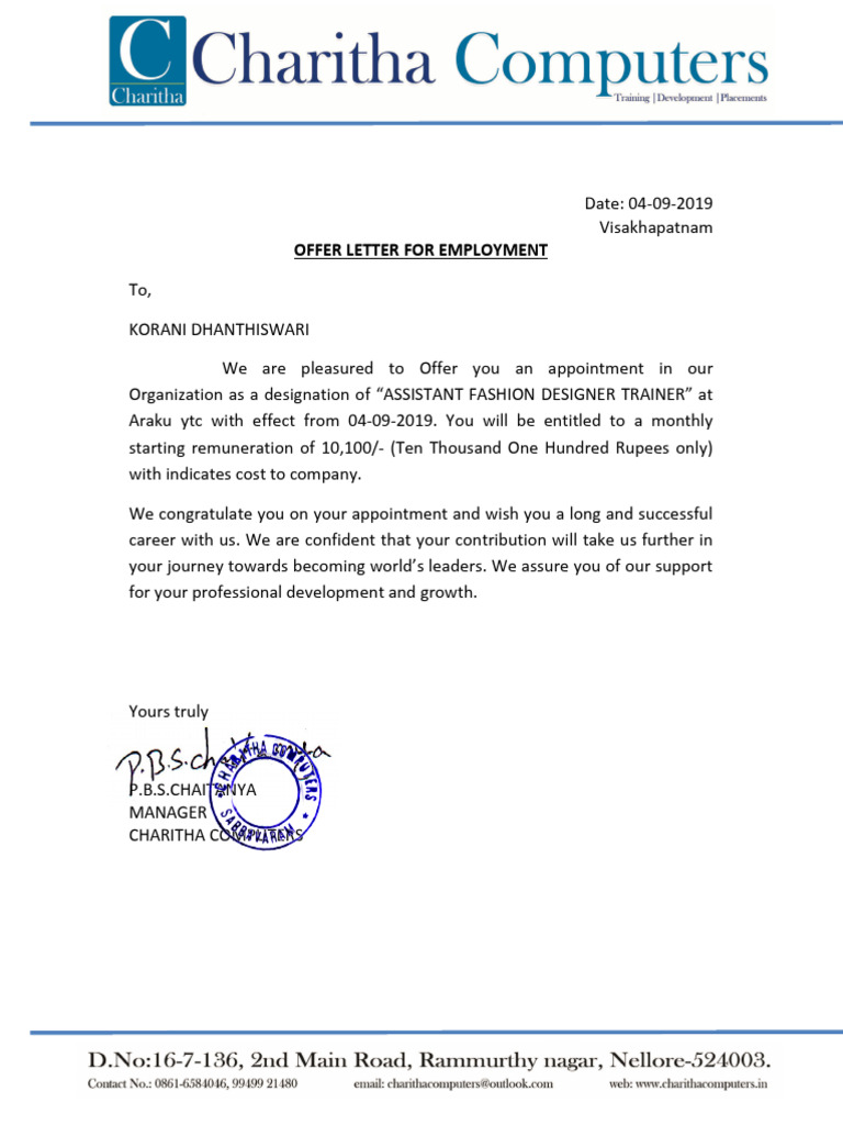 Dantheswari Experiance Letter | PDF