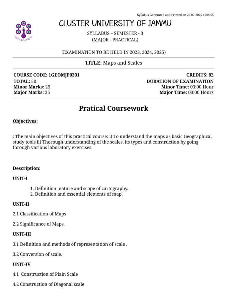 Geography Maps and Scales Practical Work Sem 3 | PDF